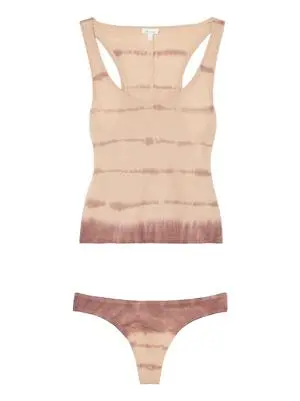 Skin Tie-dyed Organic Pima Cotton-jersey Tank And Thong Set - Multi