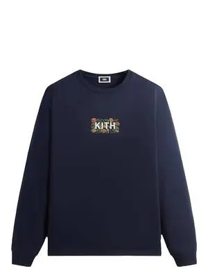Kith Floral Classic Logo Long Sleeve Tee Shirt - Nocturnal