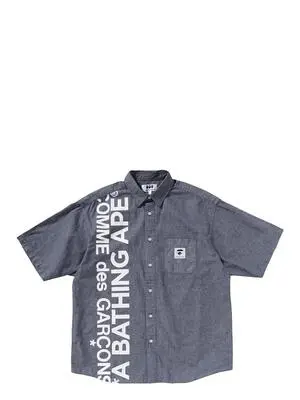 A BATHING APE X Comme Des Garcons Osaka Short Sleeve Shirt - Light Indigo