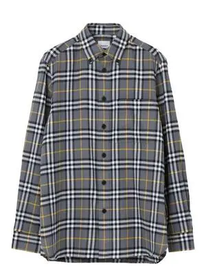 Burberry Checkpattern Cotton Flannel Shirt - Grey/yellow