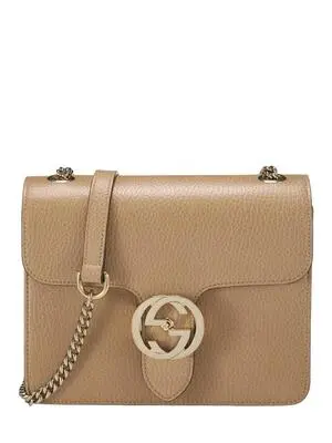 Gucci Leather Interlocking Crossbody - Beige