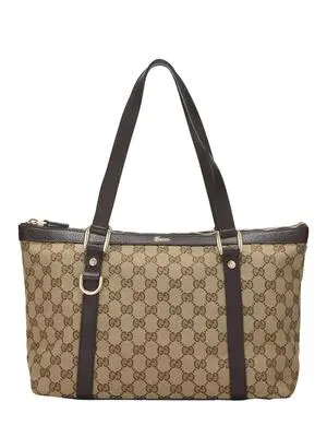 Gucci Original Gg Canvas Abbey Zip Tote Bag - Brown