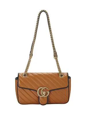 Gucci Leather Torchon Gg Marmont Shoulder Bag - Orange