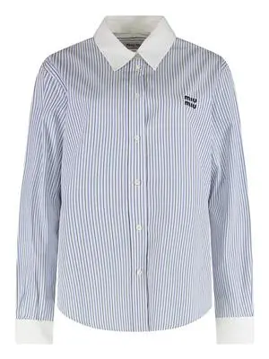 Miu Miu Striped Cotton Shirt - Blue