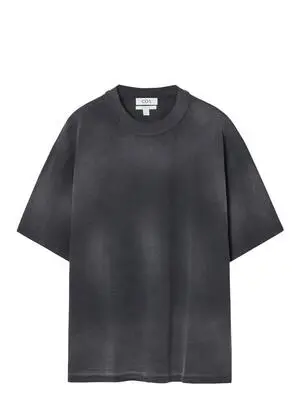 Cos Oversized Washed-jersey Mock-neck T-shirt - Black