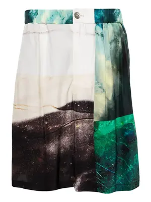 TAAKK TAAKK Patchwork-Print Silk Shorts
