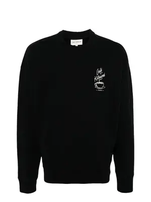 CAFÉ KITSUNÉ Coffee Cup Cotton Sweatshirt - Black