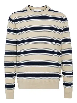 Maison Kitsuné Maison Kitsuné Stripe Print Cotton Blend Sweater Neutrals