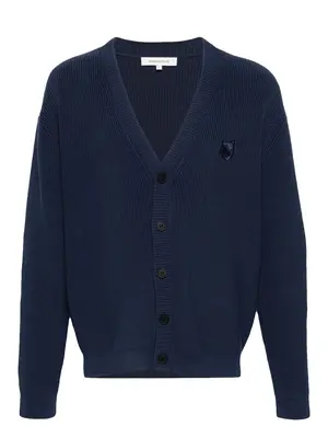 Maison Kitsuné Fox Head-patch V-neck Cardigan - Blue
