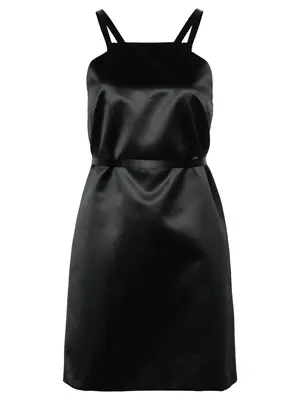 Patou Belted Satin Mini Dress - Black