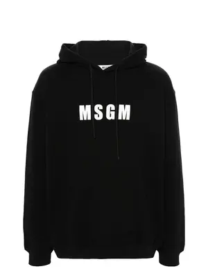MSGM Logo-print Cotton Hoodie - Black