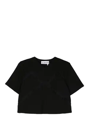 Remain Birger Christensen Lace-paneled Ribbed T-shirt - Black