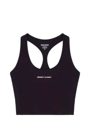 SPORTY & RICH Logo-print Cropped Tank Top - Black
