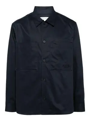 Maison Kitsuné Logo-embroidered Cotton Shirt - Blue