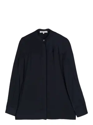 Maison Kitsuné Pleat-detail Collarless Shirt - Blue