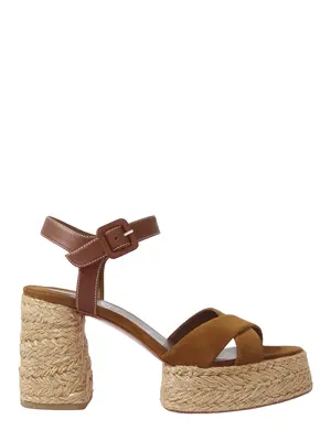 CHRISTIAN LOUBOUTIN Calakala 70 Leather And Suede Espadrille Platform Sandals