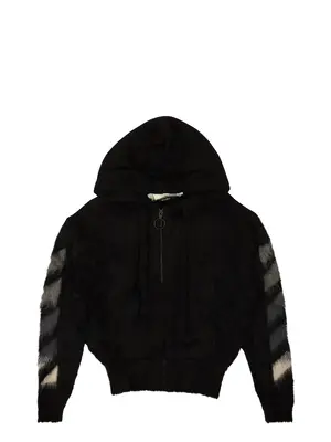 Off-White Brushed Mohair Zip Hoodie - Black