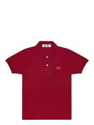 Play Comme Des Garcon Big Heart Polo 'burgundy - Red