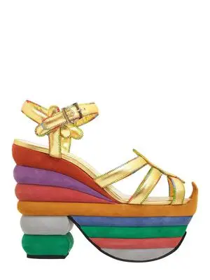 FERRAGAMO Rainbow Wedge Sandals - Multicolor
