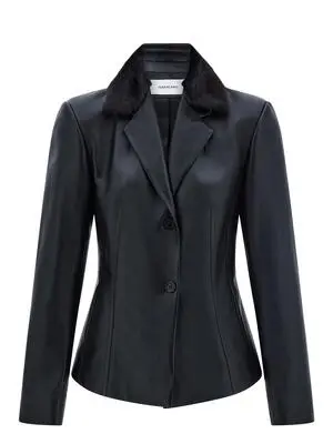 FERRAGAMO Nappa Leather Blazer - Black