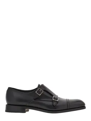 FERRAGAMO Tramezza Double Monk Strap - Black