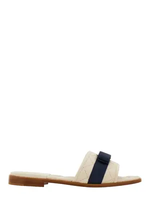 FERRAGAMO Vara Bow Quilted Slide - White