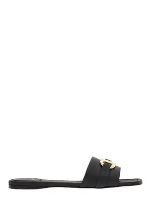 FERRAGAMO Gancini Flat Slides - Black