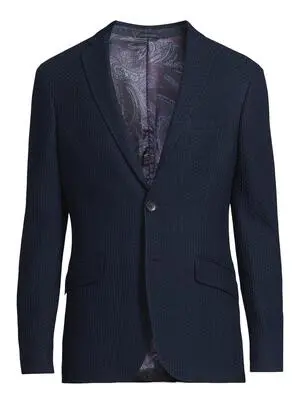 Etro Basic Textured Blazer Navy