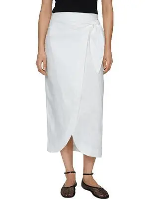 MANGO MANGO Linen Midi Skirt