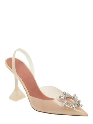 Amina Muaddi Begum Pointed Toe Slingback Pumps Vanilla