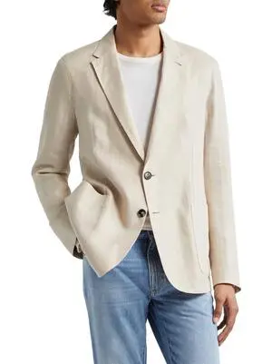 Zegna Oasi Deconstructed Linen Sport Coat - Iuta Beige