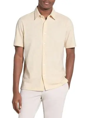THEORY Noran Short Sleeve Knit Button-up Shirt