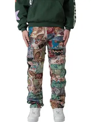 Mnml Panel Blanket Straight Leg Pants - Green Multi