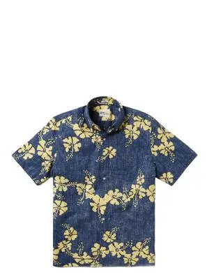Reyn Spooner 50th State Flower Classic Fit Short Sleeve Button-down Shirt - Dress Blues
