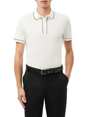 Lacoste Regular Fit Tipped Piqué Polo - Flour