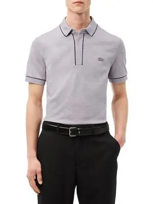 Lacoste Regular Fit Tipped Piqué Polo - Silver Chine