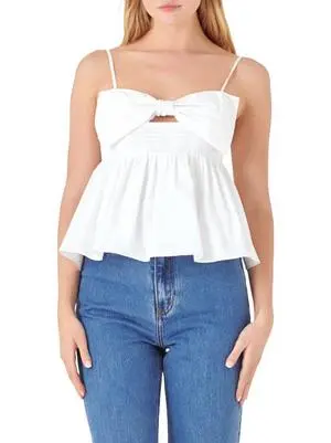 English Factory Bow Peplum Camisole - White