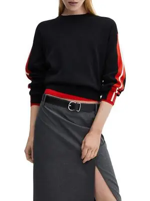 Mango Stripe Sleeve Sweater - Red