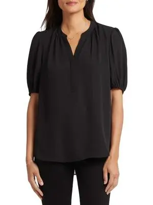NYDJ Puff Sleeve Popover Top - Black