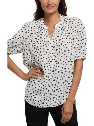 NYDJ Puff Sleeve Popover Top - Josephine Dots
