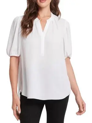 NYDJ Puff Sleeve Popover Top - Optic White