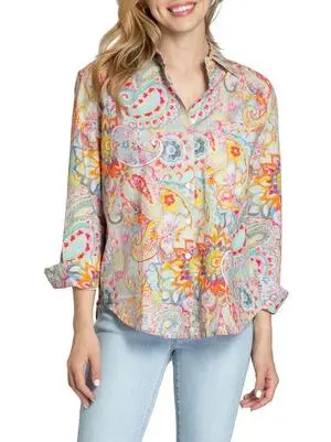 APNY Feather Print Oversized Shirt - Orange Multi