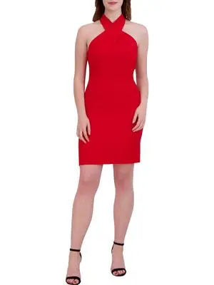 Julia Jordan Halter Neck Sheath Dress - Red