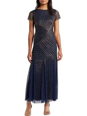 Pisarro Nights Beaded Gown - Navy