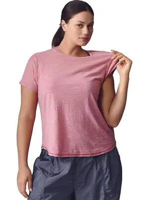PILCRO Pilcro Bennie Cotton Slub Crew-Neck Slim T-Shirt Cashmere Rose