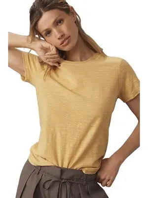 PILCRO Pilcro Bennie Cotton Slub Crew-Neck Slim T-Shirt Wheat
