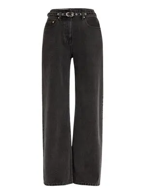 3.1 Phillip Lim Belted Wide-leg Jeans - Washed Black