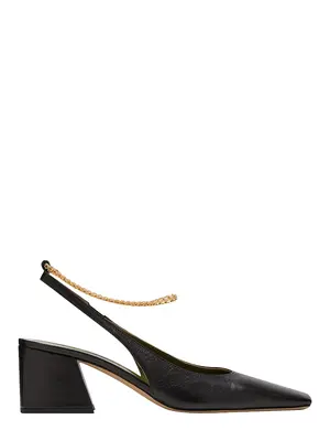 MARIA LUCA Maria Luca Ilaria Leather Chain Slingback Pumps