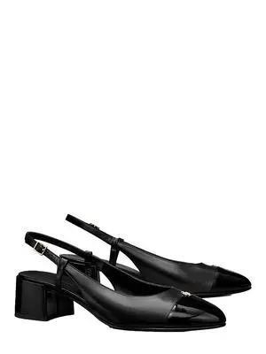 Tory Burch Cap-toe Slingback Pumps - Perfect Black