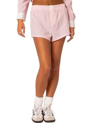 EDIKTED Lea Boxer Shorts - Light Pink